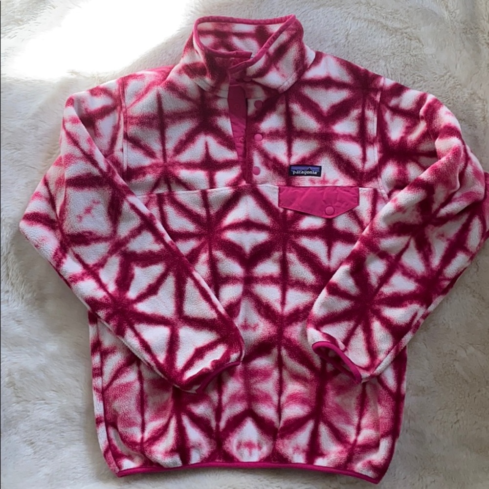 Patagonia Synchilla White & Pink Pattern Pullover - Gem
